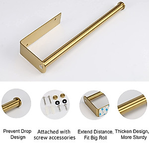 TocTen Paper Towel Holder Available in Self Adhesive and Wall Mounted Installation Paper Towel Bar for Kitchen Under Cabinet, Thicken 304 Stainless Steel Paper Towel Rack (13 inch, Brushed Gold)