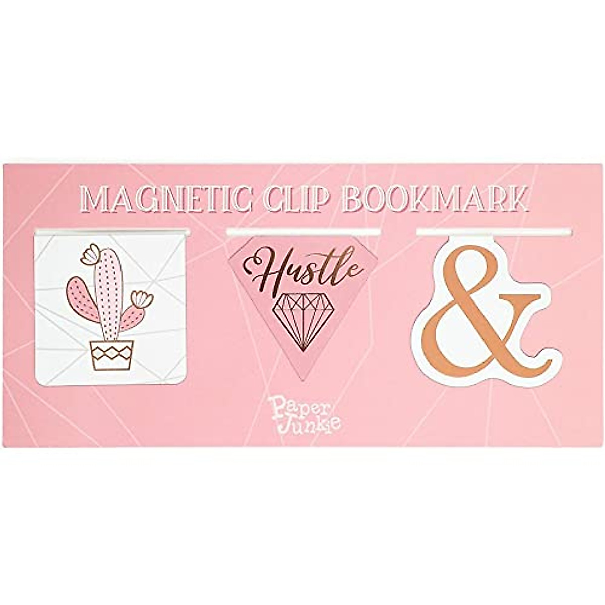 Magnetic Bookmarks with Inspirational Quotes, Rose Gold Foil Page Clips (12 Pieces)