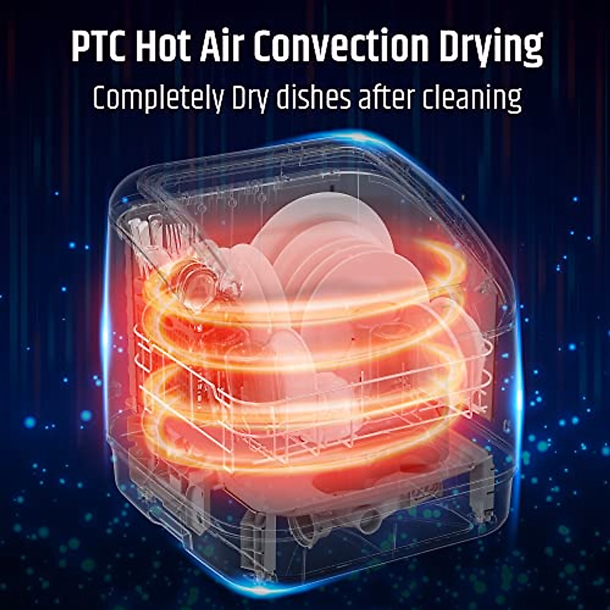 Razorri Countertop Automatic Dishwasher DOE with Inlet Hose, 7 Washing Modes, Air Dry, Anti-Leak Design, Fruit & Vegetable Cleaning, Baby Product Sterilization, Compact for Apartment, Dorm Room, RV