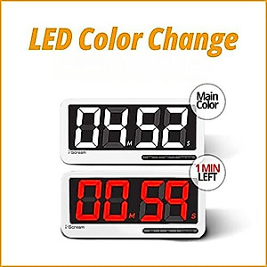 i-Scream LED Big Timer - Extra Large 7.3" Display Digital Timer with 3 Brightness Settings, 4 Alarms and 3 Volume Levels, Battery-Powered Magnetic Countdown Timer for Home, Cooking, Studying, Fitness