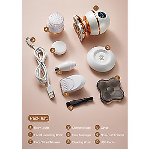 Electric Razors for Womens Legs, 5D Women Facial Hair Removal, Rechargeable Face Shaver for Bikini Face and Body, 5 in 1 Wet and Dry Hair Trimmer, Waterproof, Painless Hair Remover