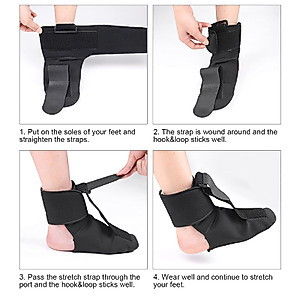 Drop Foot Brace Plantar Fasciitis Night Splint Orthotic Brace Adjustable Ankle Brace for Men and Women(S)