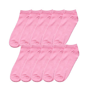Allegra K Athletic Low Cut Ankle Socks-Stretch Cuffs Soft 10 Pairs Medium Pink
