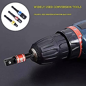 Uayeatye Drill Bit Holder Set-6 PCS Impact Socket Adapter Set 1/4” 3/8” 1/2” Hex Shank 3 Swivel Impact Driver Bit Set Socket Holder+3 Straight Drill Bit Extension Attachments, Drill Accessories-BCS6
