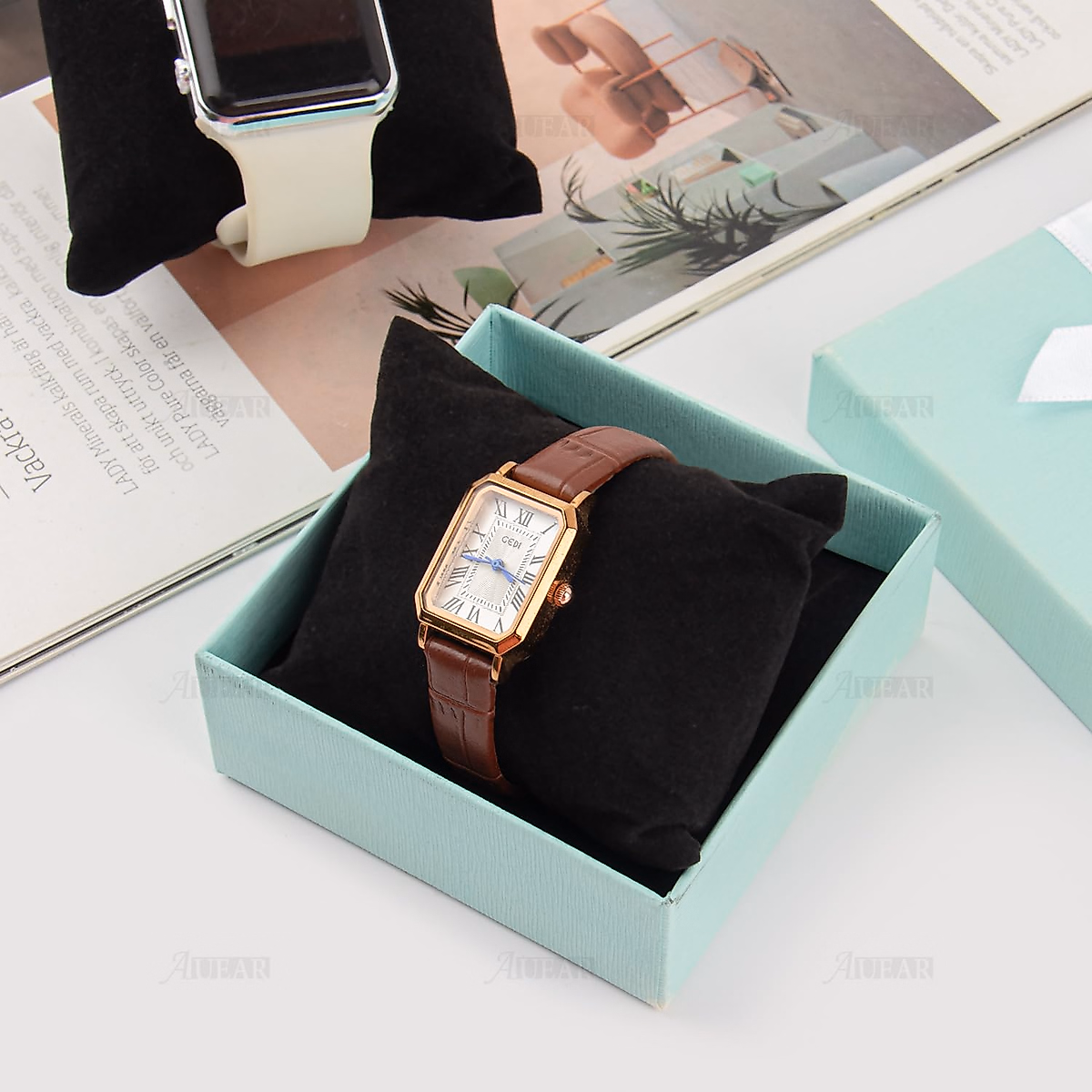 AUEAR, Velvet Bracelet Watch Pillow Black Jewelry Pillows Bangle Cushions Display Stand Set for Box (10 Pcs)