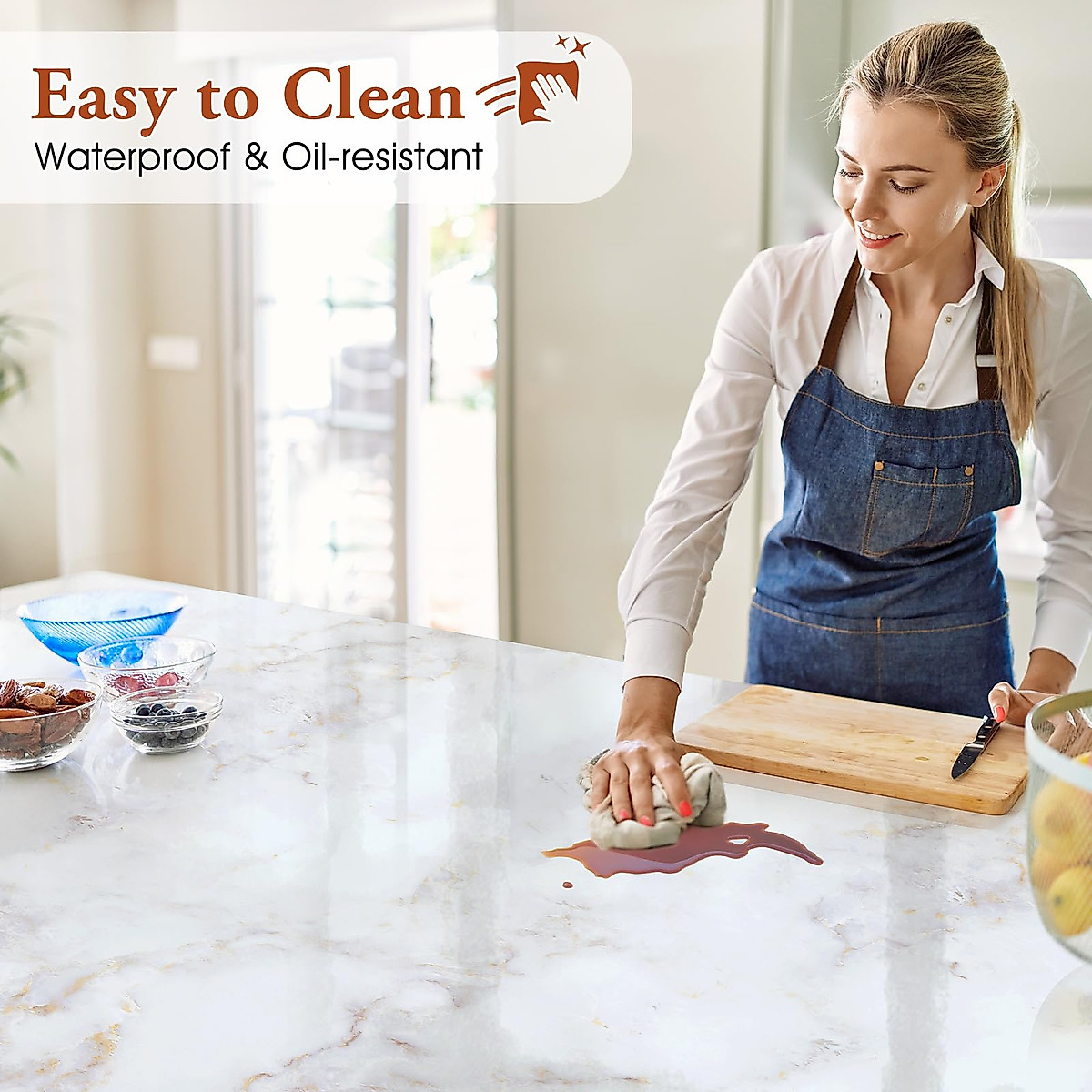 Haton Marble Contact Paper Peel and Stick Wallpaper 17.5" x 78.7" for Countertops, Removable Self Adhesive Waterproof Granite Paper for Cabinet Drawer Shelf Liner Furniture Bathroom Kitchen, Glossy