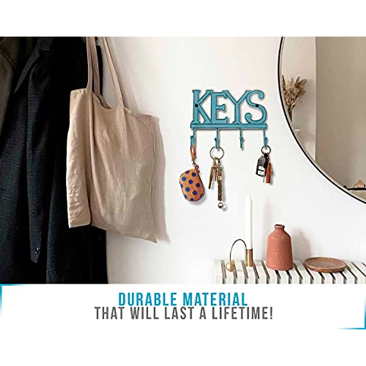 Comfify Rustic Blue Key Holder Wall Organizer
