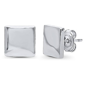 BERRICLE Sterling Silver Fashion Stud Earrings for Unisex, Rhodium Plated