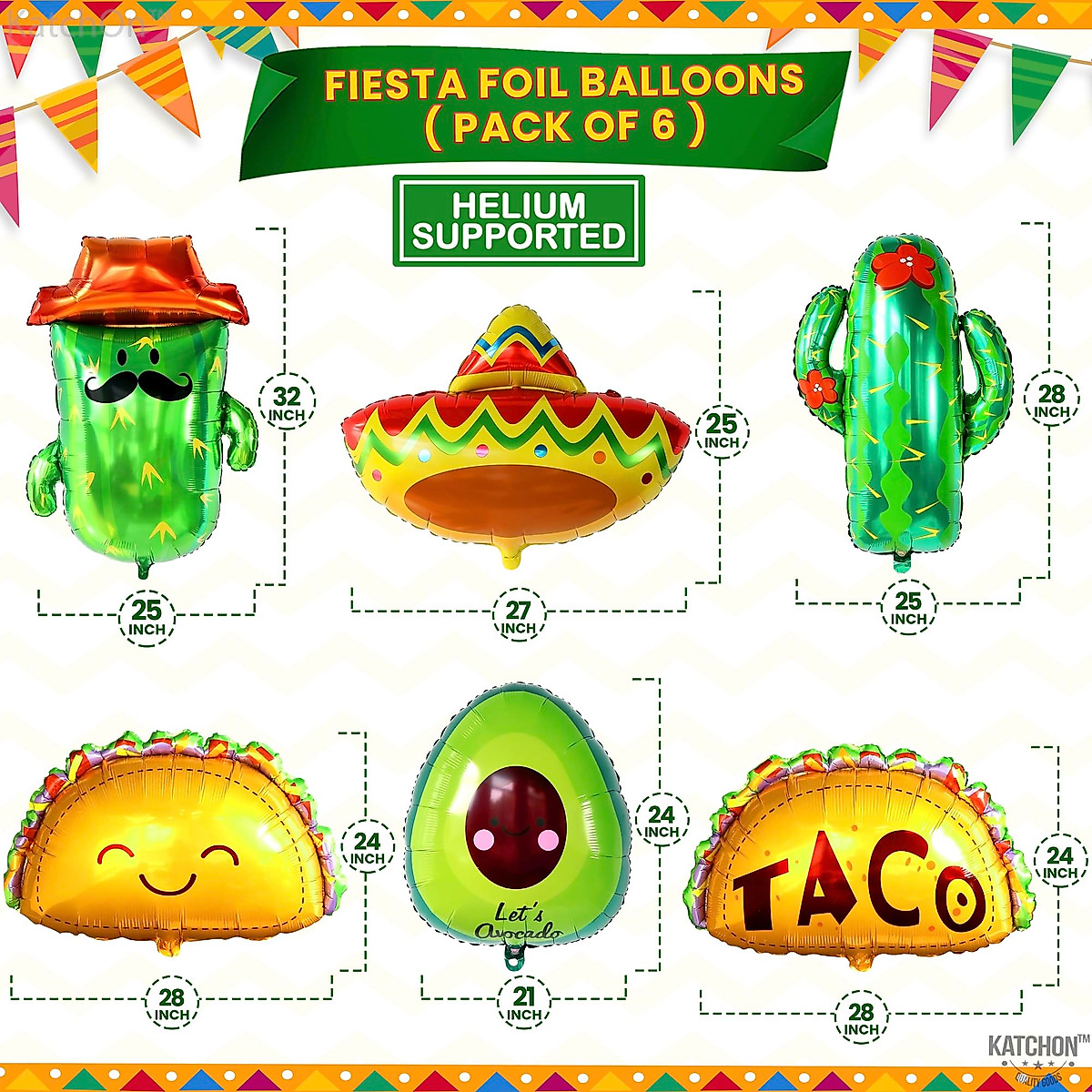 KatchOn, 30 PCS Taco Bout A Fiesta Decorations - Mexican Party Decorations | Mexican Banner, Taco Balloons | Fiesta Balloons for Fiesta Party Decorations, Taco Decorations | Taco Party Decorations