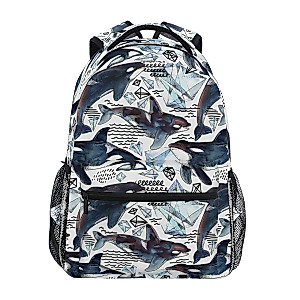 AUUXVA Sea Animal Killer Whale Durable Backpack College School Book Shoulder Bag Travel Daypack for Boys Girls Man Woman