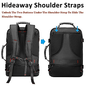 Vancropak Travel Backpack for Men, Extra Large 17.3 inch Laptop Backpacks, Flight Approved Sturdy Carry on Suitcase for Airplanes with 3 Packing Cubes, Expandable 50L Luggage Daypack Duffel Bag, Black