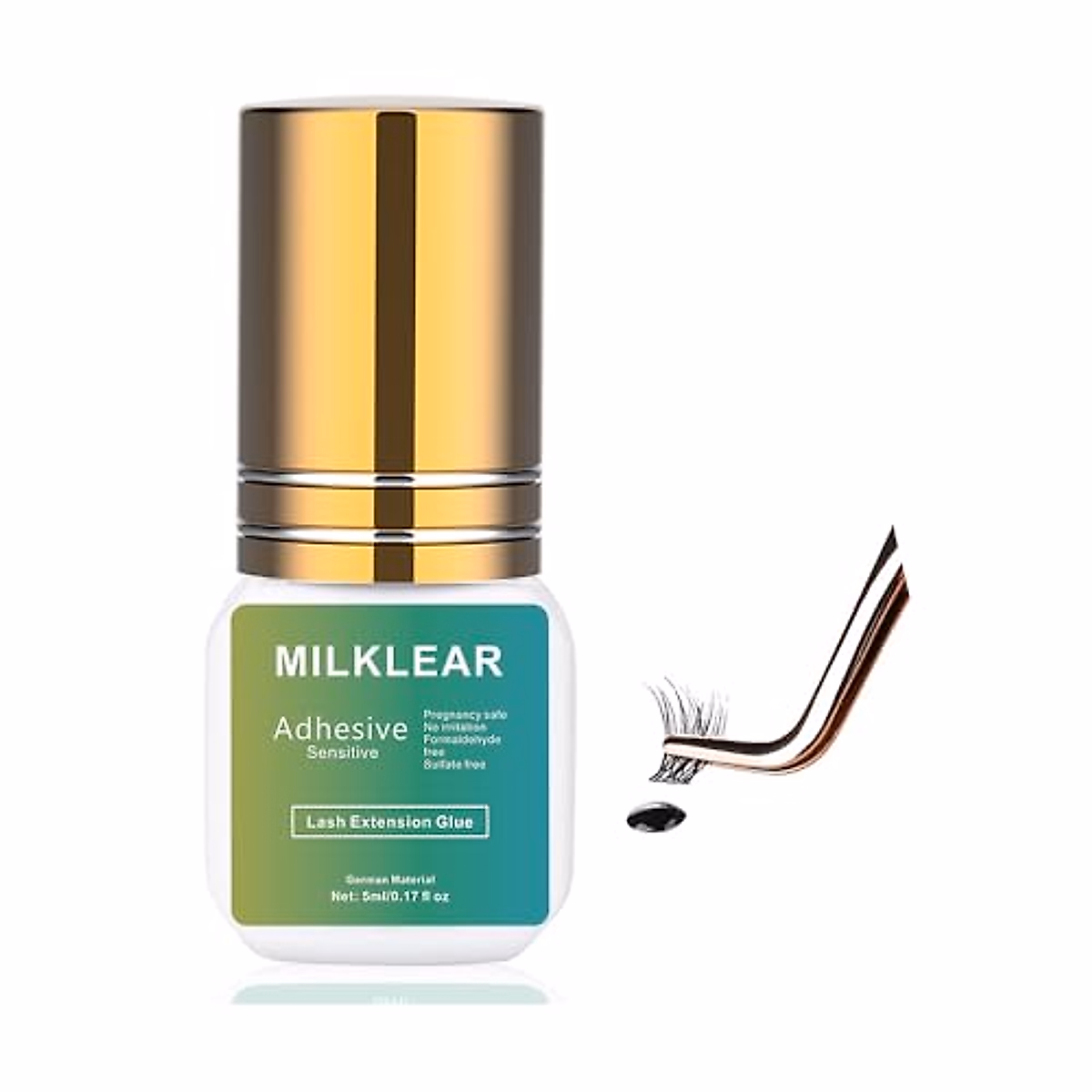 Cluster Lash Glue, Fast Drying Last 2Weeks, Lash Cluster Glue Low Fumes for Sensitive Eyes Waterproof, Lash Extension Glue for DIY at Home or Professional Salon 5ml