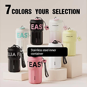 GOOM 18oz Spill Proof Tumbler with Lid and Straw, 18/10 Stainless Steel Insulated Water Bottle with Flip Lid and Straw Mouth Rotary Lock, 6-Layer Wall Insulated Coffee Tumbler - Yellow