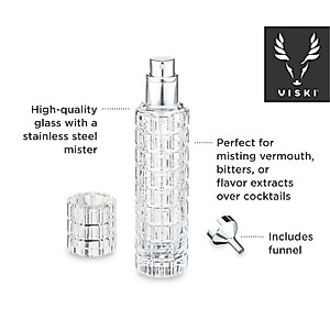 Viski True Martini Atomizer Perfect for Vermouth or Bitters, Spray Bottle, Travel Fragrance, DIY, Refillable Sprayer, Stainless Steel, Bar Accessory, 30 ml, Set of 1, Clear