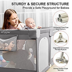 OTTOLIVES Baby Playpen, 71x59 Inch Extra Large Playpen for Babies and Toddlers, Safety Baby Gate Playpen with Breathable Mesh, Portable Play Yard for Babies for Indoor & Outdoor Kids Activity Center