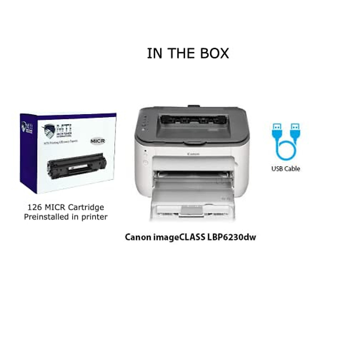 MTI imageCLASS LBP6230dw Wireless Laser Duplex Check Printer Bundle with Compatible Canon CRG 126 MICR Toner Cartridge for Printing Payroll, Business and Personal Checks