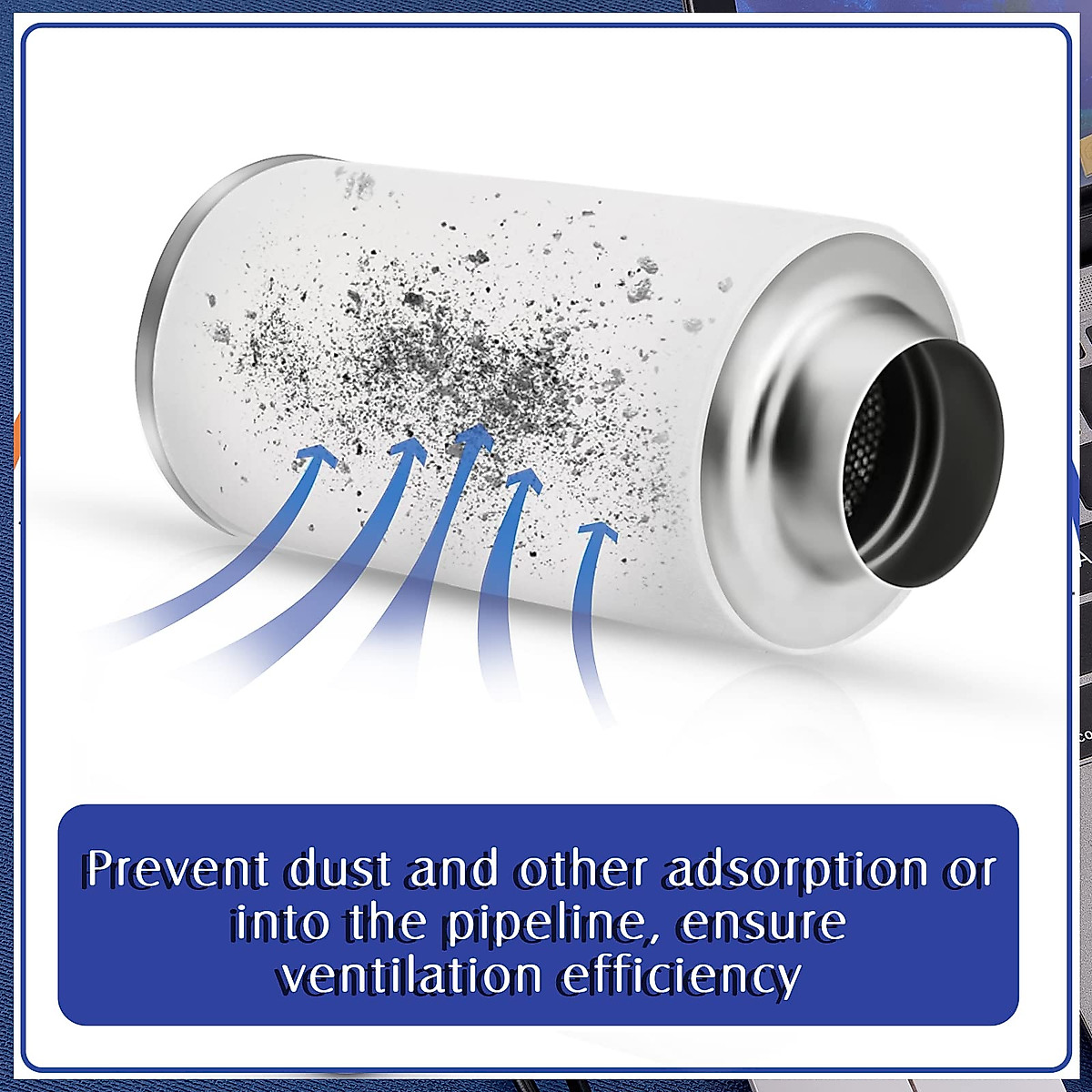 3 Packs Air Filter Universal Replacement Filter White Cotton Prefilter Sleeve Cover with 3 Packs Elastic Ropes for Carbon Filter (4 Inches)