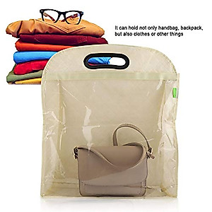Wardroble Hanger Bag, Non-woven Fabrics Transparent Dustproof Storage Bag, Durable Beige Clear for Home(XL)