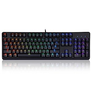 Perixx PX-5300 GYL Mechanical Gaming Keyboard - Wired USB 5.9 Ft Cable - Customizable RGB Backlighting - Linear Gateron Yellow Switches - US English, Black