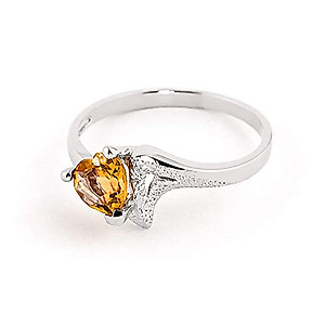 Galaxy Gold GG 14k White Gold Heart-shaped Natural Citrine Ring - Size 5.5
