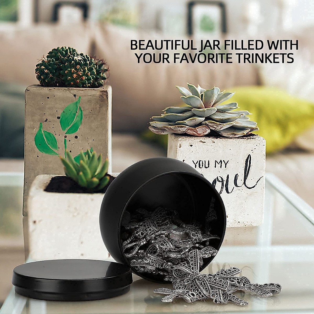 Timueetech 24 Pcs All-Black 8oz Candle Tins and 24 Pcs Wooden Candle Wick Centering Device and 32pcs Candle Label, All-Black 8oz Candle Tins Inside and Outside, Empty Candle Jars with Lids Bulk