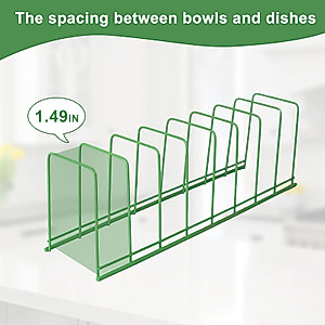 Antuoo Pot Lid Organizer Rack for Cabinet, 2 PCS Stainless Steel Metal Wire Kitchen Cabinet Holder with 8 Slots for Frying Pan, Baking Sheets, Skillets, Cutting Boards, and Appliances (Green)