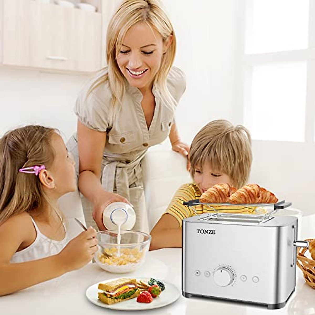 Toaster 2 Slice 1.57" Wide Slot with Heating Rack- Stainless Steel 2 Slice Toaster Easy to Use, Removable Crumb Tray Easy to Clean, Bagel/Defrost/Reheat/Cancel/6 Browning Settings Function, Save Time