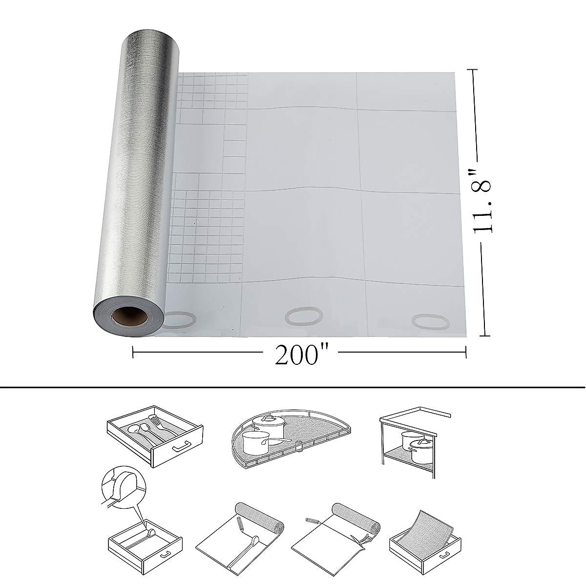 Kitchen Backsplash Oil-Proof Wall Stickers, Heat Resistant Self Adhesive Aluminum Foil Peel and Stick Papers for Cabinet Drawer Dresser 11.8" x 200 inches(Leather Texture)