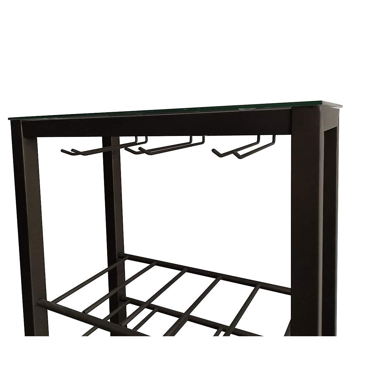 Kings Brand Furniture – Freestanding Floor Wine Rack Storage Table - Hold 20 Bottles with Glasses Holder