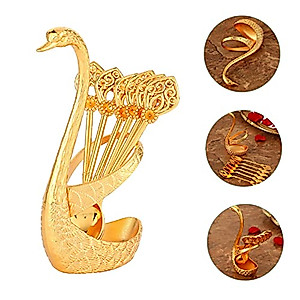 UPKOCH 1 Set Swan Spoon Set Cake Decorating Stainless Steel Set Serving Utensils Stainless Steel Coffee Stir Spoon Cake Spoons Holder Coffee Spoon Holder Cake Spoons Kitchen Gadgets Cute