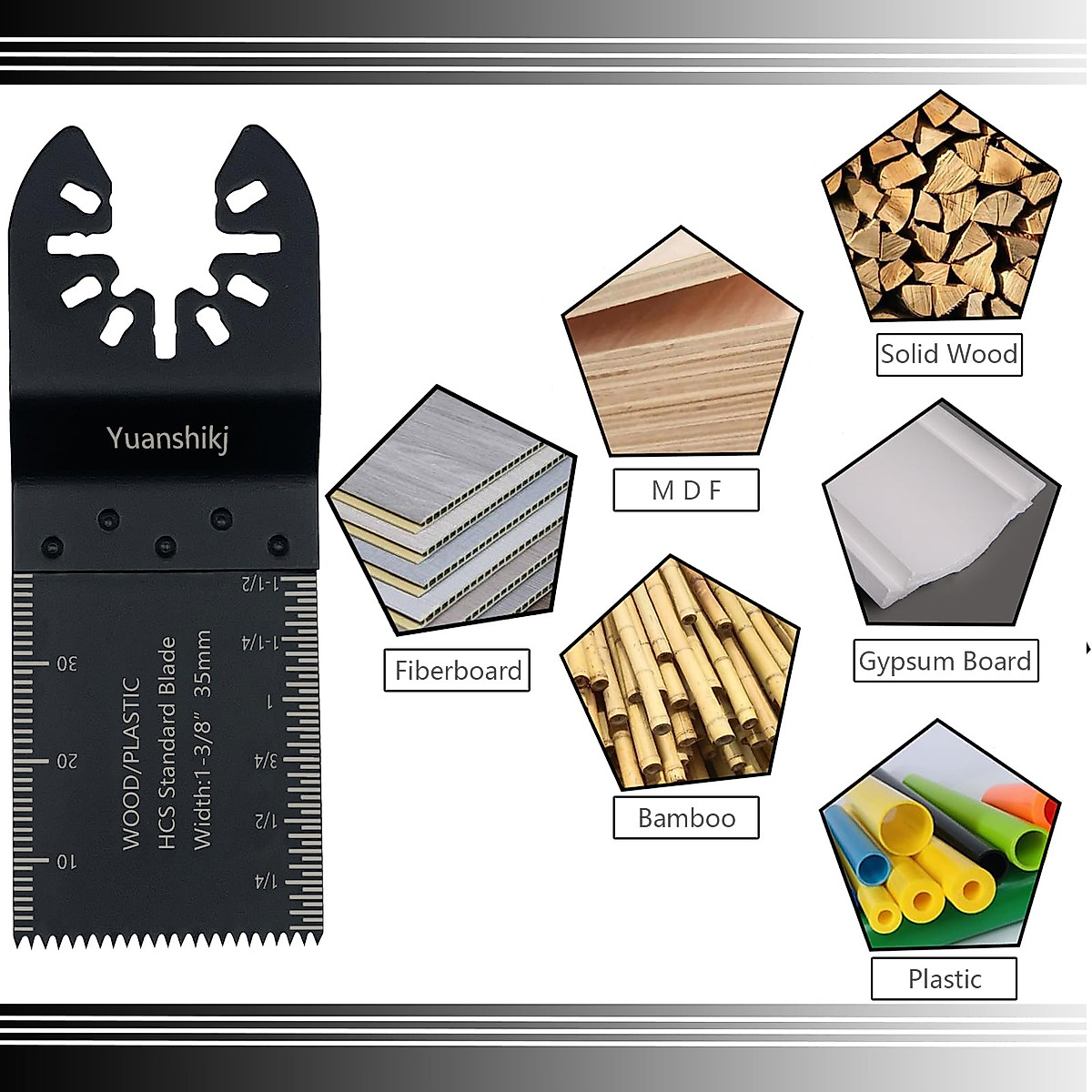 Yuanshikj (50PC,1-3/8") Wood Plastics Universal Oscillating Multitool Saw Blades,Oscillating Tool Blade,Professional Quick Release Durable, Multi Tool Blades Kits