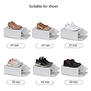 Plastic Pull Shoe Storage Box Clear Stackable Shoes Boxes Cabinet Organizer Flip Drawer (Grey 3 PCS Set)