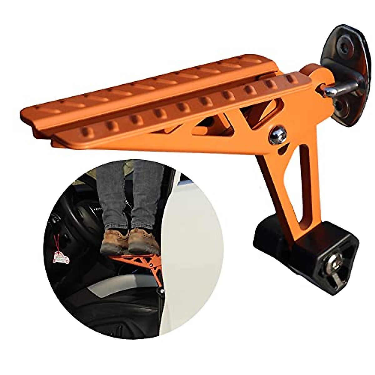 COWVIE Foldable Car Door Step Stand Pedal - Access to Vehicle's Top Roof Both Feet Stand Pedal Ladder for Most SUV Truck Jeep Orange