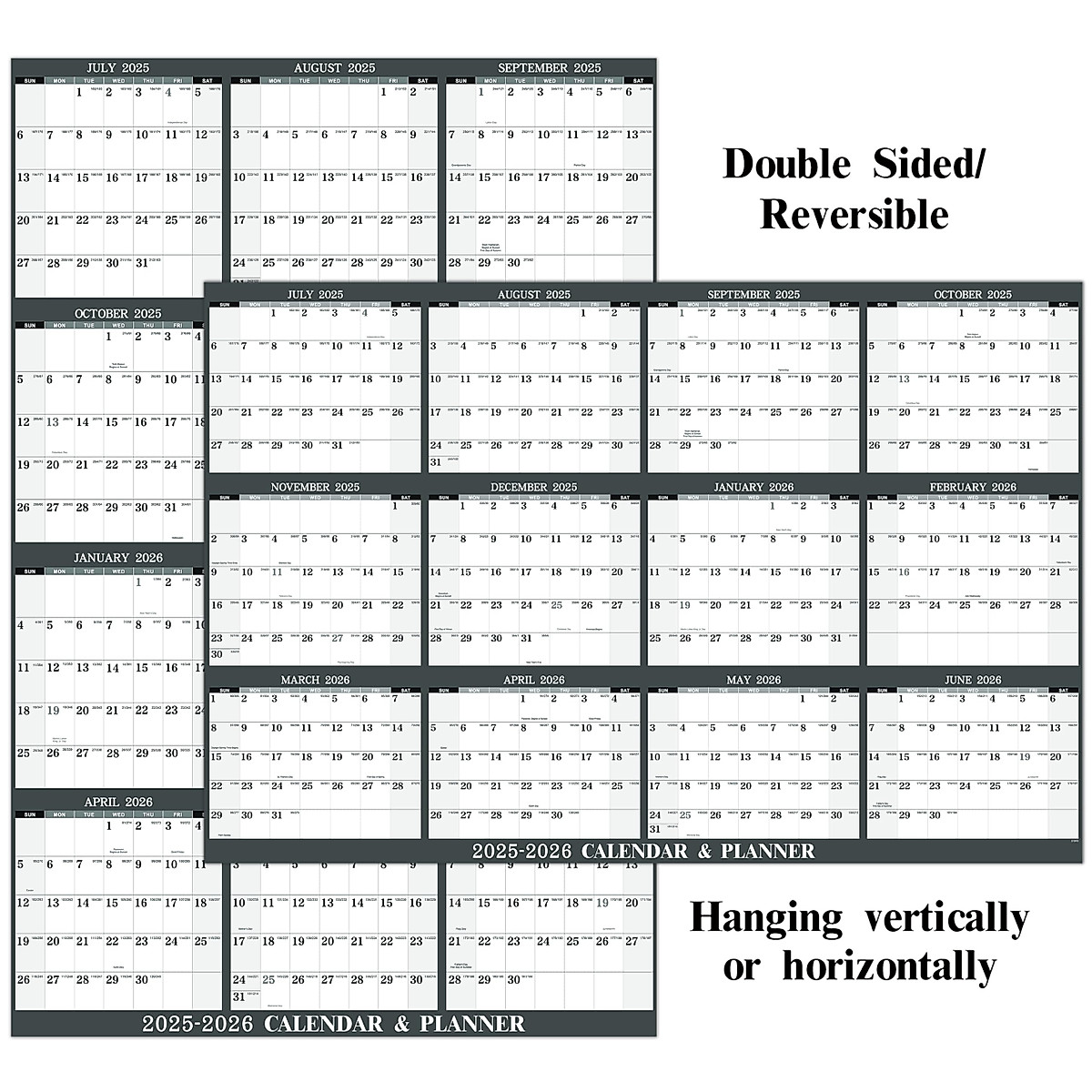 2023 Yearly Wall Calendar - 2023 Dry Erase Wall Calendar, Yearly Wall Calendar 2023 with Julian Date, 34.6" x 22.9" Full Year Wall Calendar, Jan. 2023 - Dec. 2023, Large, Wet & Dry Erase Laminated, Vertical/Horizontal, Reversible - Classic Grey