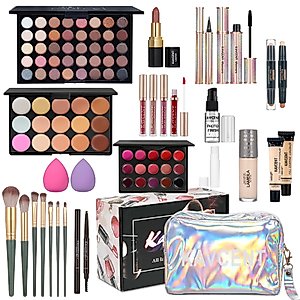 Makeup Kit for Women Full Kit Teens Makeup Set Eyeshadow Palette, Lip Gloss, Lipstick, Makeup Brush, Foundation, Concealer Mascara Powder Puff Makeup Bag Makeup Set for Women Girls Teens Gift