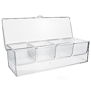 Estilo Condiment Server with Lid, Condiment Organizer on Ice, Clear Container with 4-Section Organizer, Condiment Server Caddy on Ice