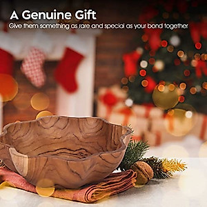 Curawood Teak Root Bowl for Distinctive Decor - Authentic Artisan Handcrafted Wooden Bowls for Food - Wooden Decorative Bowl for Tabletop Display - Serving Wooden Fruit Bowl for Kitchen Counter - 12"