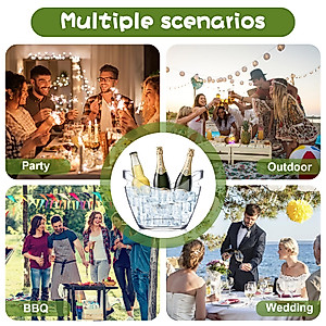 Beverage Tubs for Parties Plastic Ice Bucket for Cocktail Bar Clear Acrylic Wine Bucket with Scoops Drink Bucket Cooler for Chiller Bin for Champagne or Beer