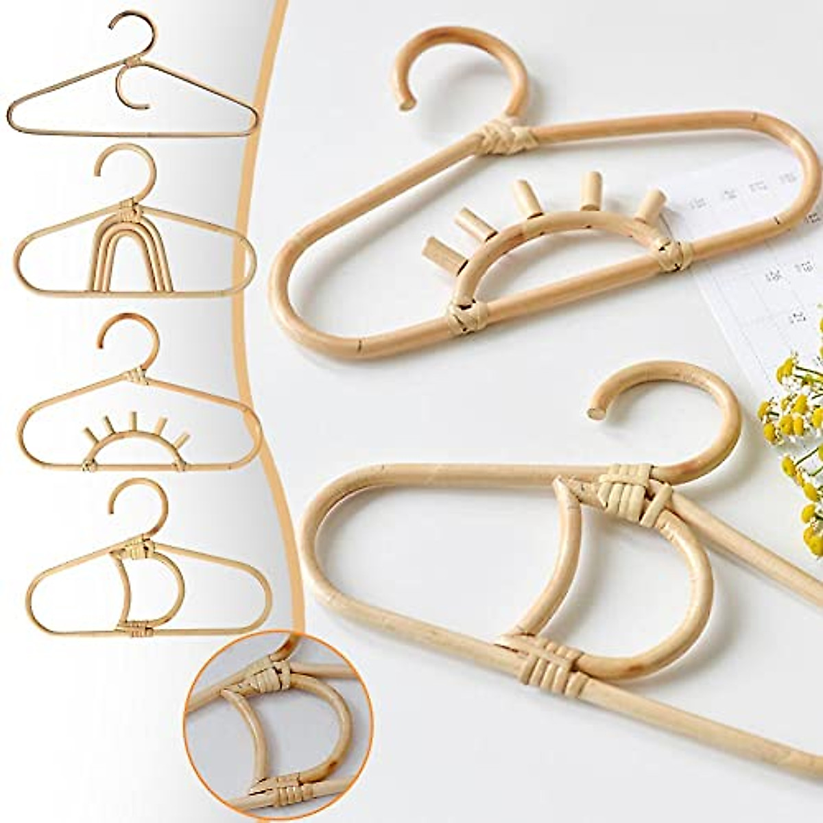Rattan Hanger Kids Garments Organizer Rack Hat Hanging Hook Hooks Hanger Kids Room Rattan Wall Children's Hanger Decor
