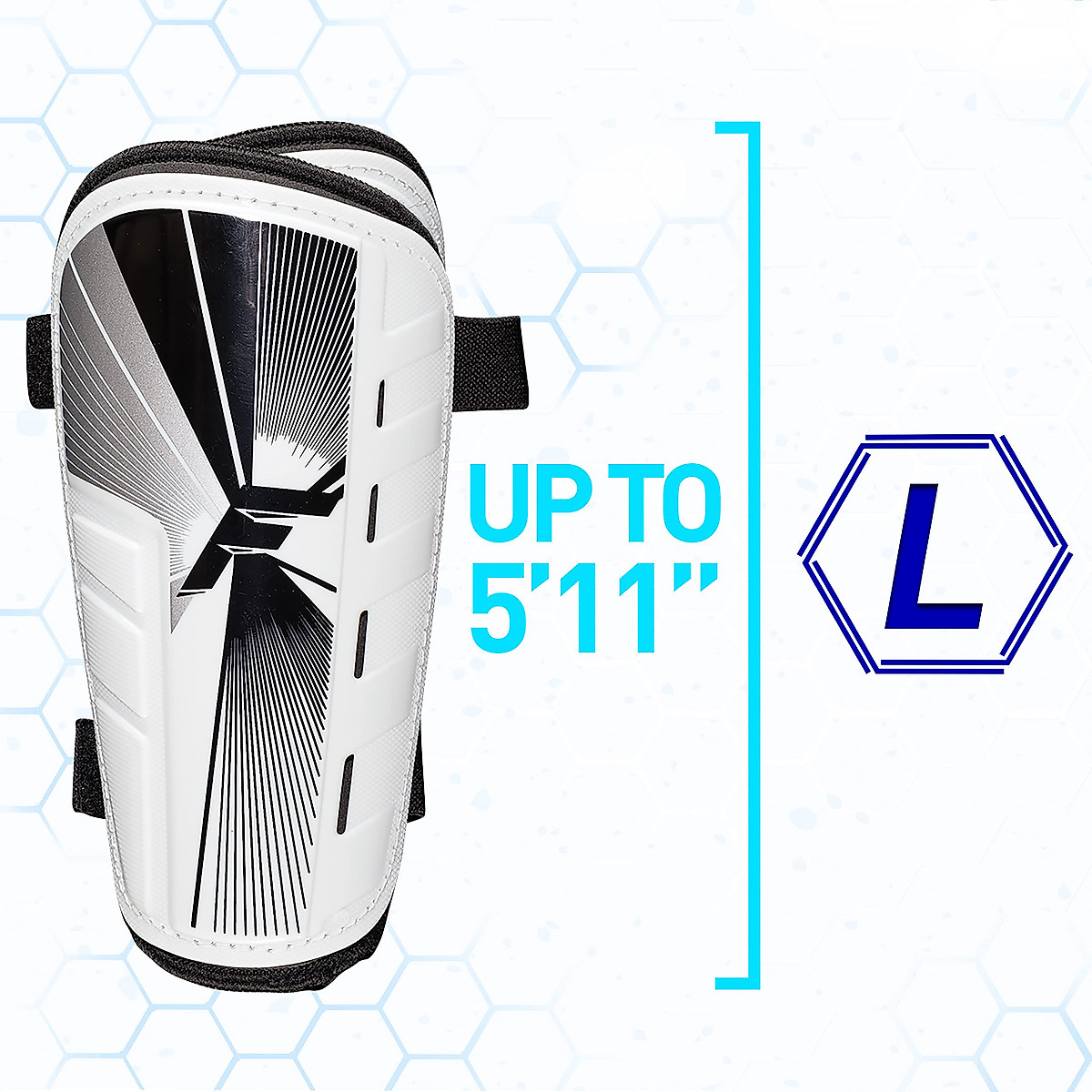 Franklin Sports Soccer Shin Guards for Youth + Adults - Superlight Shin Guards for Men, Women + Kids - (2) Shin Guard Set for Boys + Girls - Large