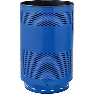 Global Industrial 55 Gallon Perforated Steel Receptacle with Flat Lid, Blue