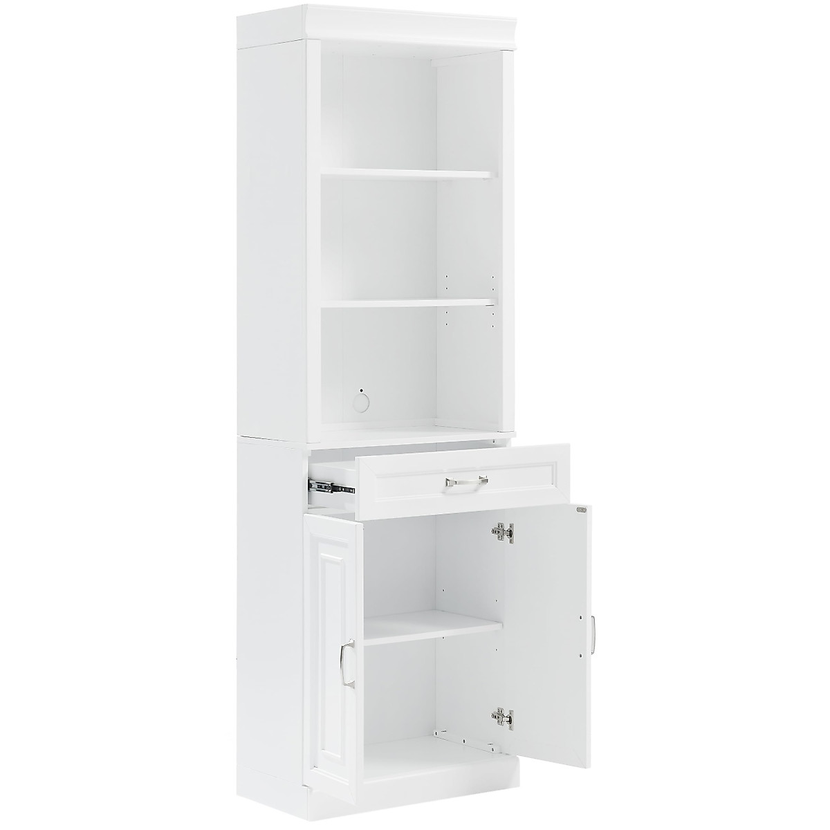 Crosley Furniture Stanton 2-Piece Storage Bookcase, Bookshelf Cabinet with Shelves, Kitchen and Living Room, White