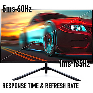 YEYIAN ODRAZ 2000 27” PC Gaming Frameless LED Monitor, 1080P HD, 165Hz, 300cd/m2, 1ms, 3000:1, 16:9, 178°, 16.7M Colors, True Low Motion Blur, AMD FreeSync, DP/HDMI, VESA Mountable, Tilt Adjustable