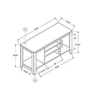 Monarch Specialties I 3564 Tv Stand, 48 Inch, Console, Media Entertainment Center, Storage Shelves, Living Room, Bedroom, Laminate, Grey, Contemporary, Modern