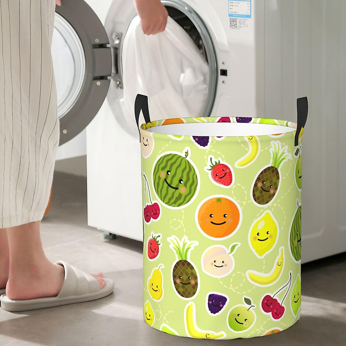 Cute Fruits Laundry Basket Hamper Dirty Clothes Hamper For Laundry Waterproof Laundry Baskets with Handles Storage Basket for Toys Clothes Organizer Bedroom Decor