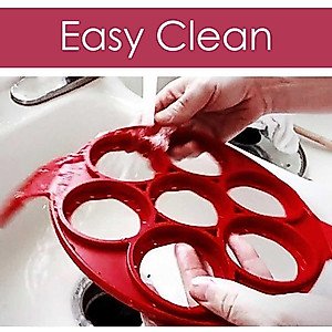 Flip N Cook Silicone Pancake Mold, Flip'n'cook Pancake, Flip and Cook Pancake Maker, Flip and Cook Silicone Pancake Maker, Flip'n'cook Silicone Pancake Mold (Red-Round)