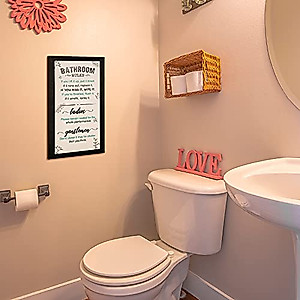 Jetec Bathroom Wall Decor Funny Bathroom Rules Sign Bathroom Rules Wall Decor for Kids Bathroom Rules Wall Plaque Rustic Wood Toilet Decoration Wall Art for Bathroom Decor, 13.8 x 7.9 x 0.2 Inches