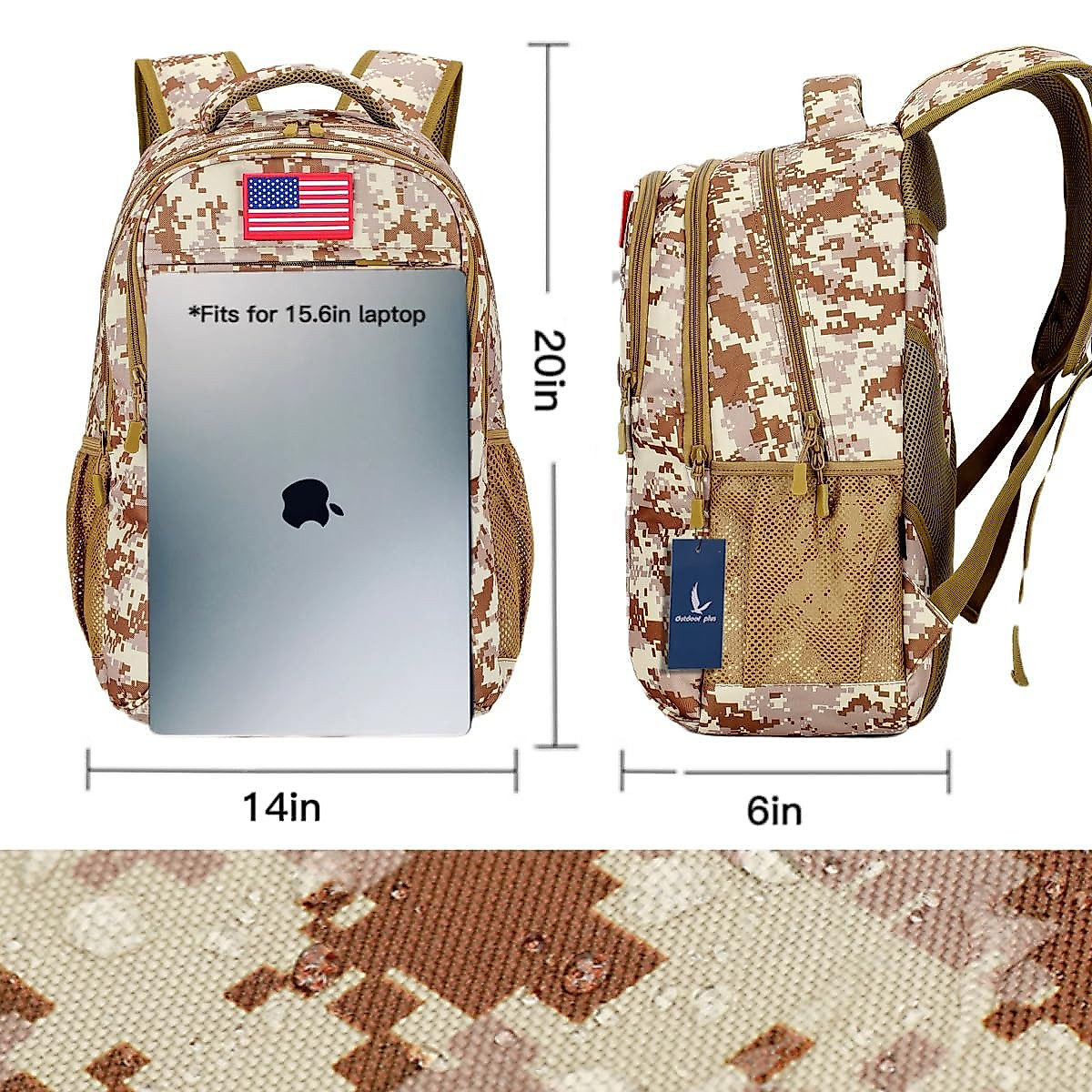 outdoor plus Camo Backpack,Military Boys Backpacks for School,40LArmy Bookbag with USB Charging Port Waterproof