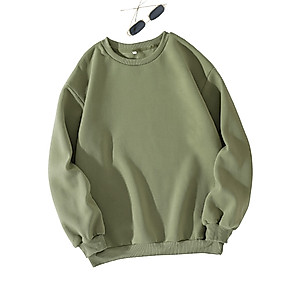 Floerns Women's Casual Long Sleeve Crewneck Pullovers Tops Solid Sweatshirt Army Green L