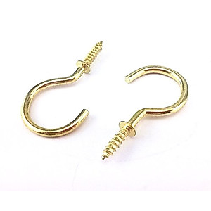 yueton 50pcs Metal Screw-in Ceiling Hooks Cup Hooks (Gold)
